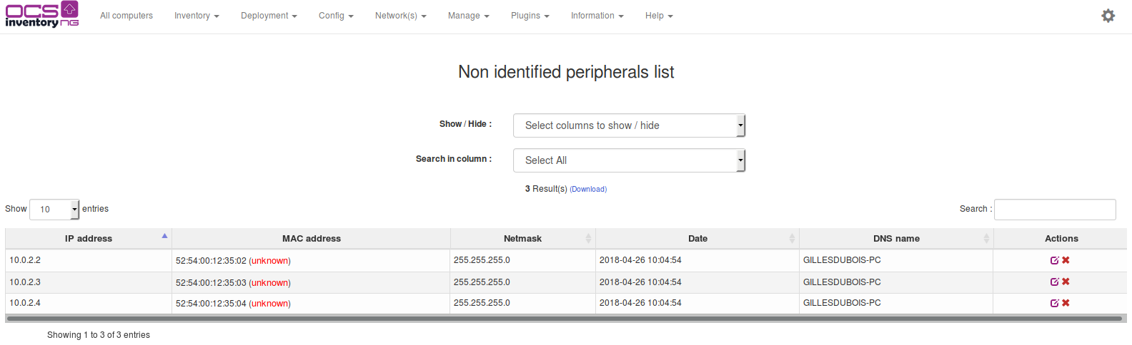 Using IP discovery feature - OCS Inventory Documentation