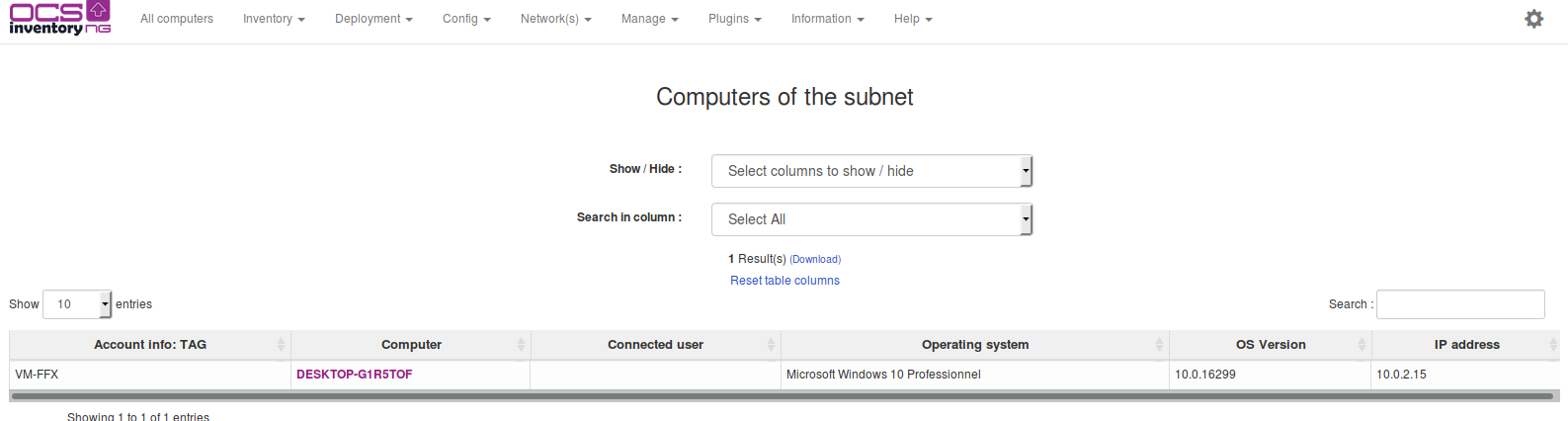 Using IP discovery feature - OCS Inventory Documentation
